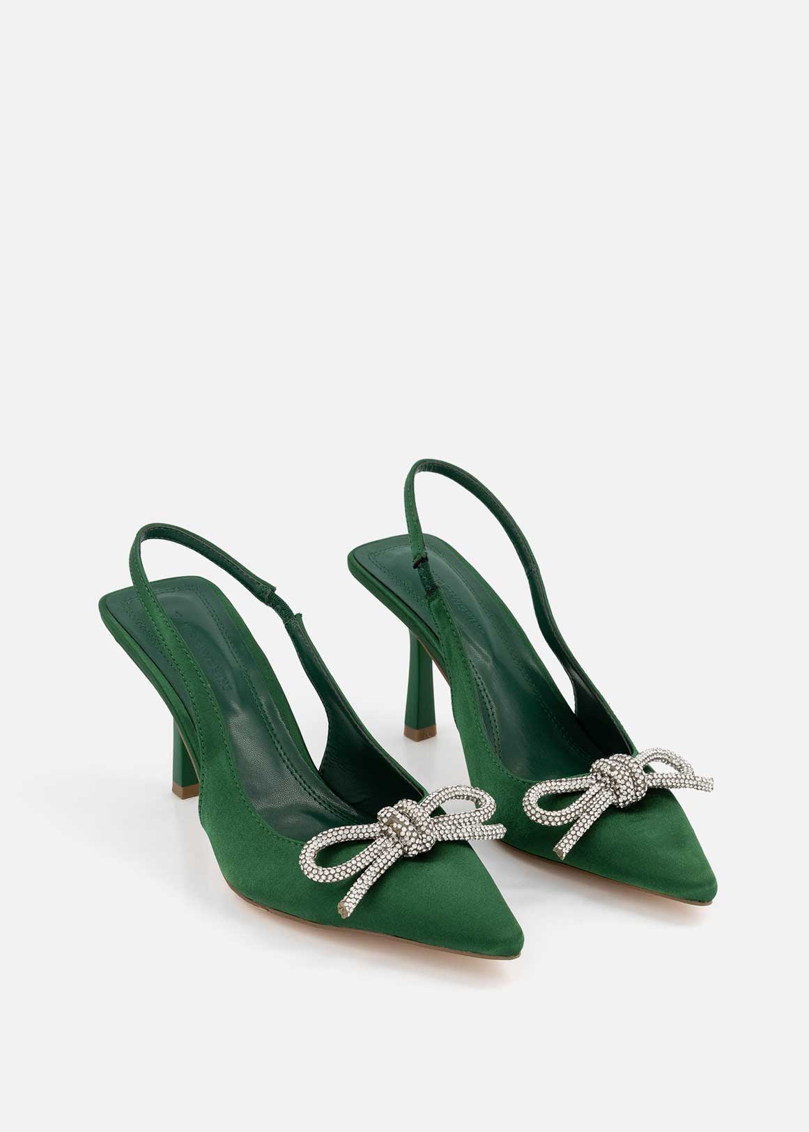 Bow Satin Slingback Court Shoes Za