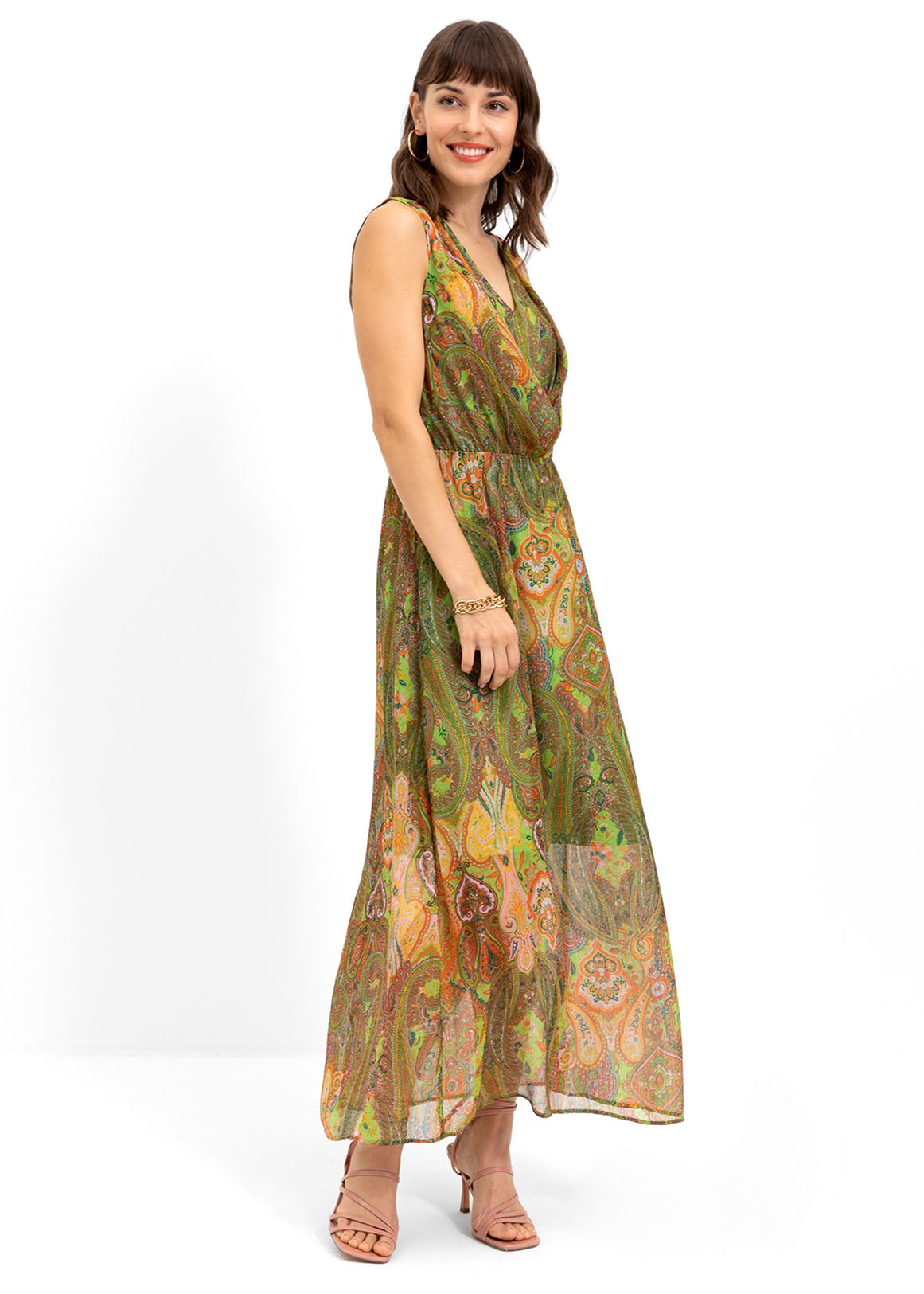 Print Wrap Front Maxi Dress